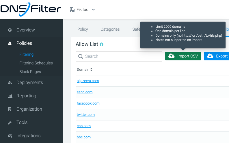 Allow And Block Lists DNSFilter