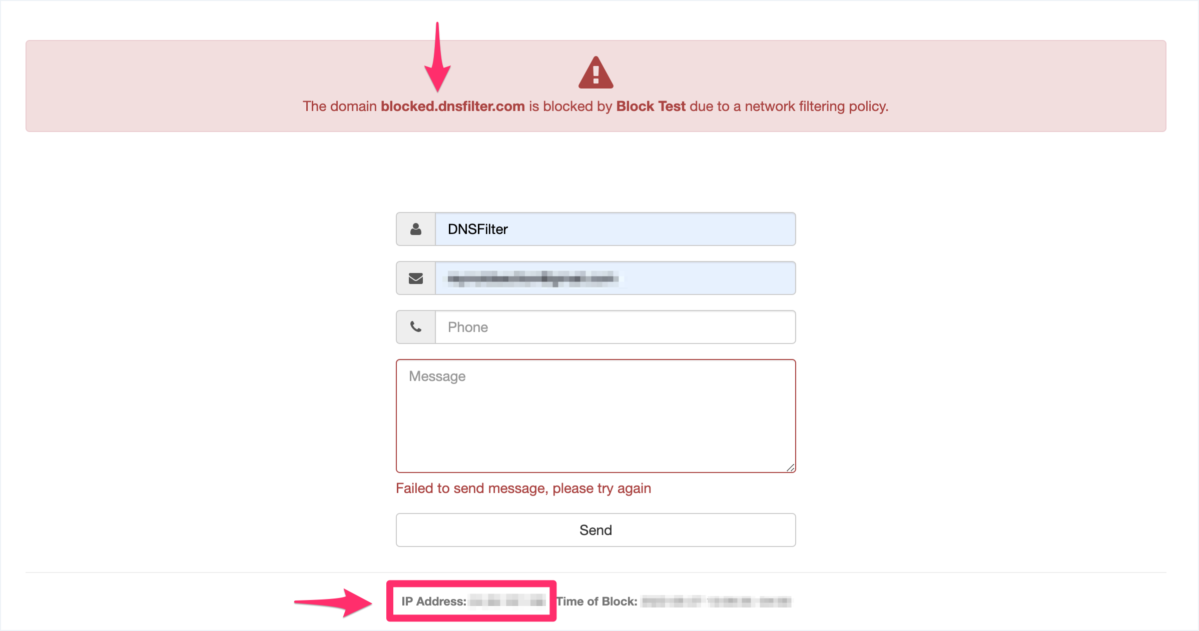 Block Page administrator notifications – DNSFilter