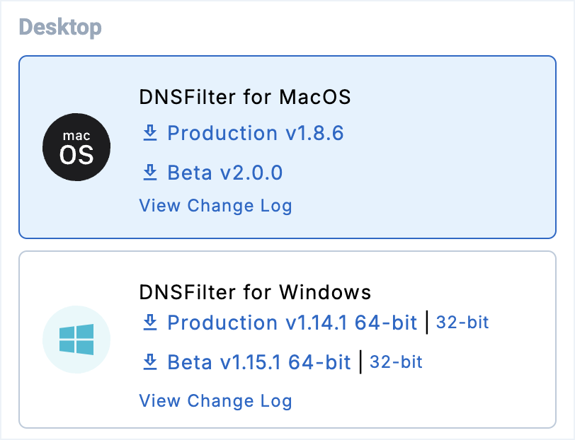 Roaming Client Release Channels – DNSFilter