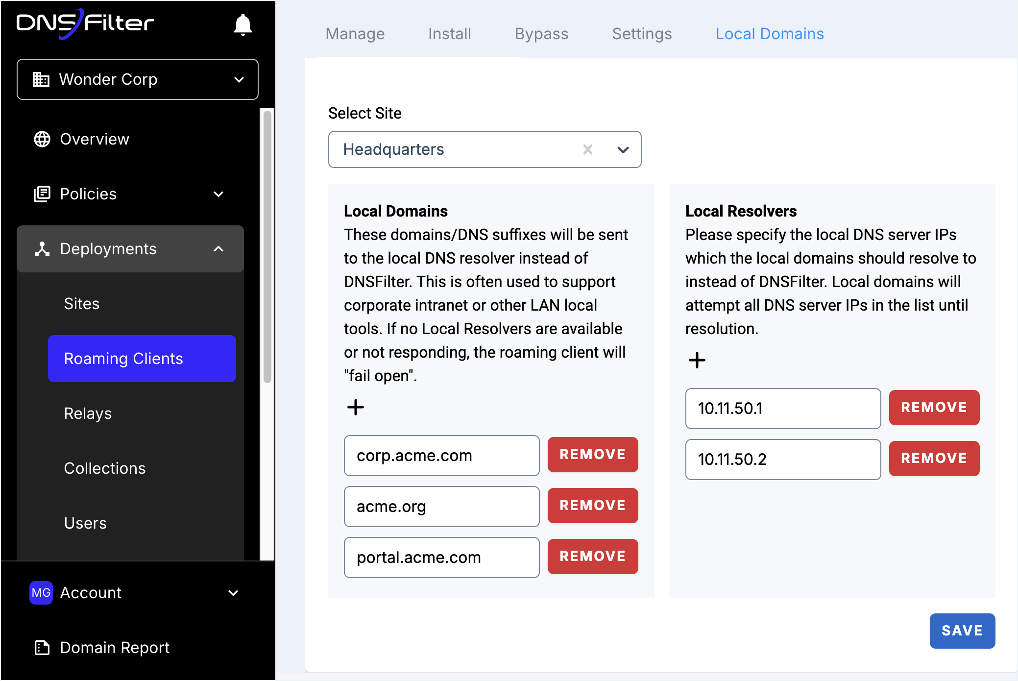 Manage Roaming Client settings – DNSFilter