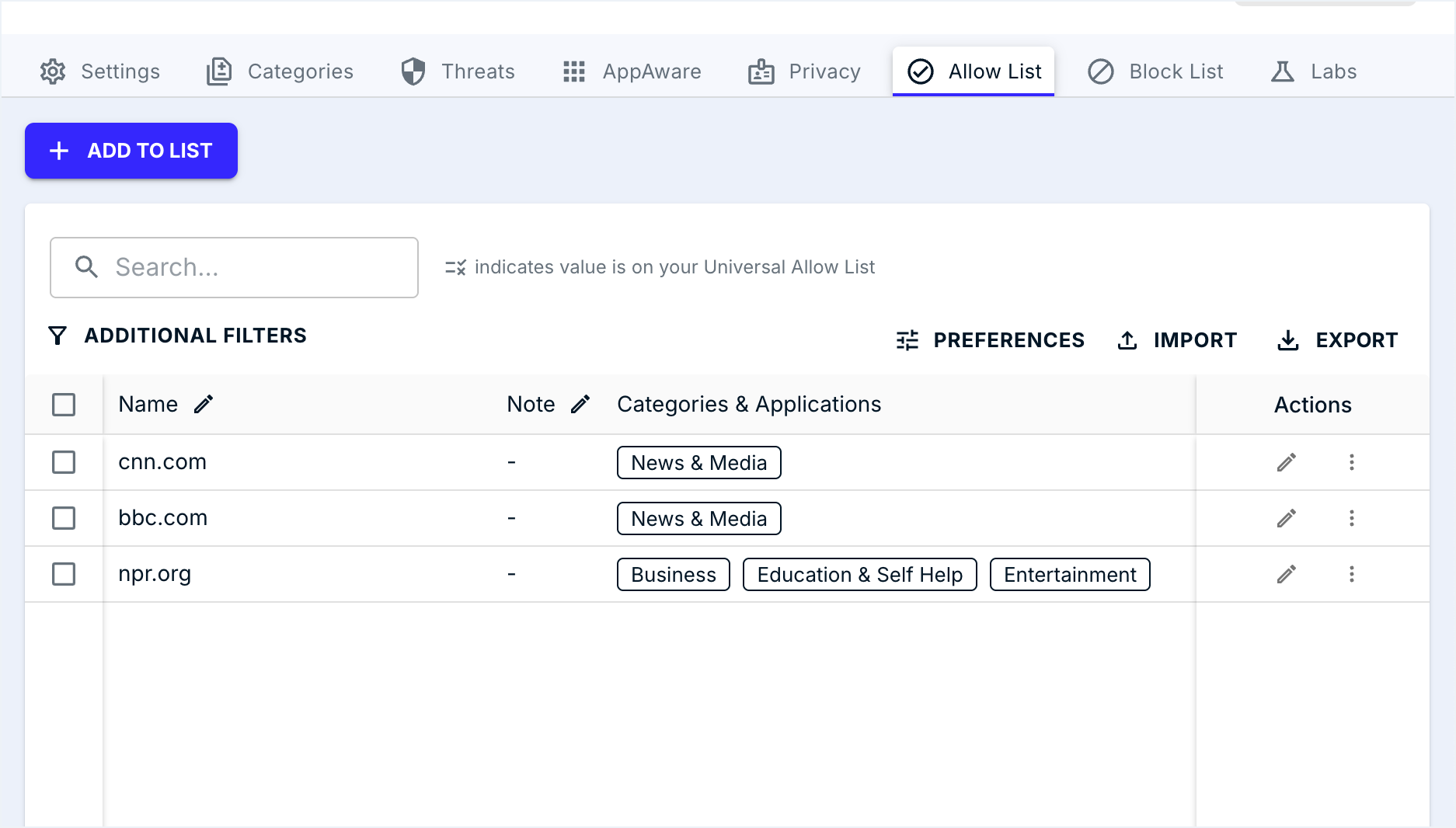 Create Allow and Block Lists – DNSFilter