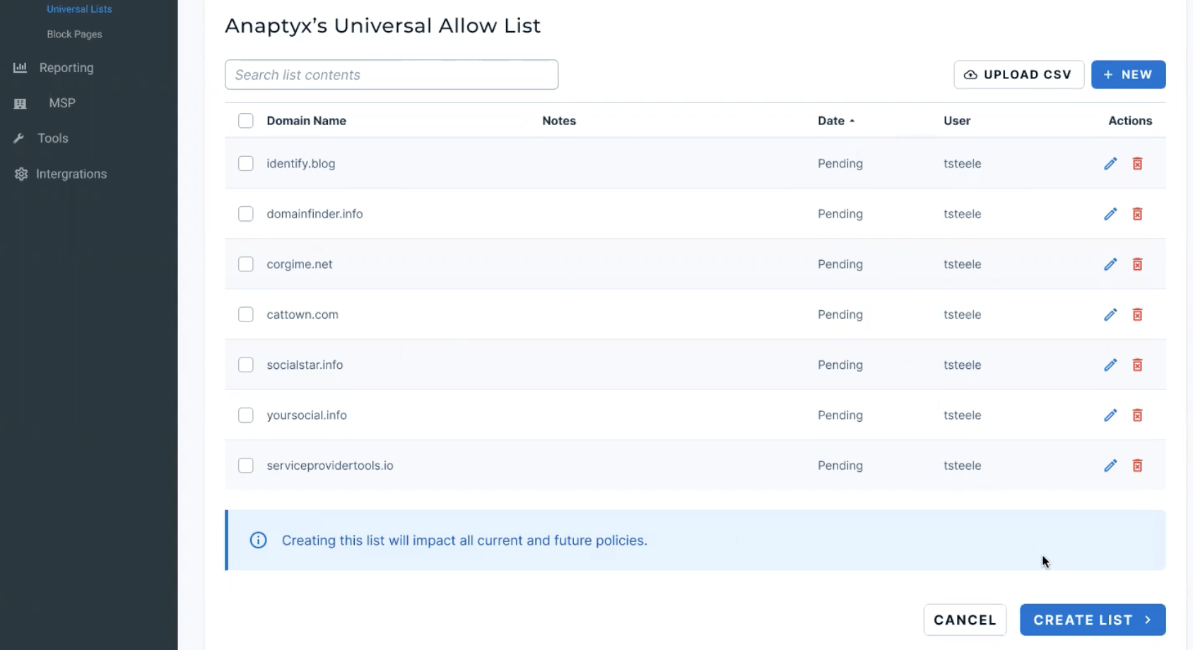 Create a Universal Allow or Block List – DNSFilter